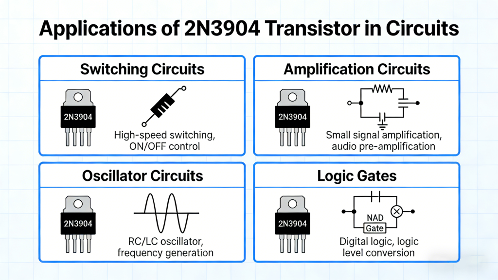 What are the applications of 2N3904 in circuits? - suntop